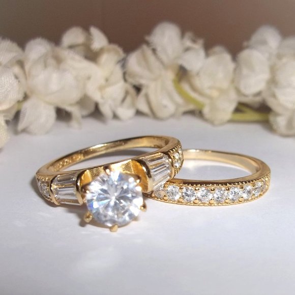 JTV | Jewelry | New Wedding Band And Engagement Ring 8k Yellow Gold ...